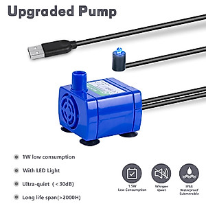 Cozyieland Automatic Cat Pet Water Fountain, Faucet spout, Translucent LED Light, 67oz, Ultra Quiet, AC Adapter (Grey)