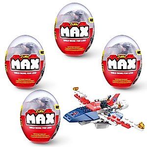 MAX Build More Egg Capsule x4 by ZURU Building Block Set with Surprise Themes for Boys, Girls, and Kids, Great Basket Stuffers, Amazon Exclusive