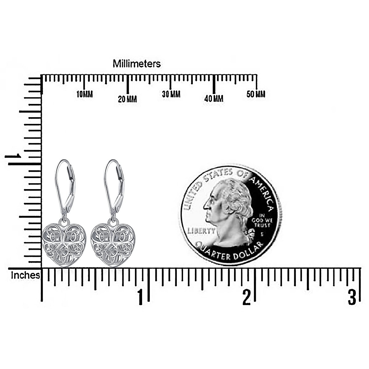 S925 Sterling Silver Heart Celtic Knot Dangle Drop Leverback Clasp Lever back Earrings for Women Jewelry Gift