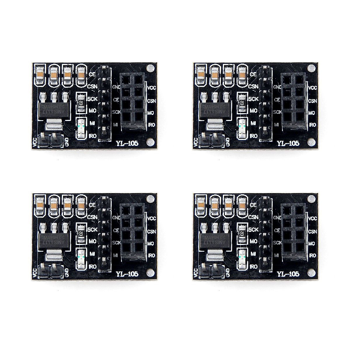 Makerfire 4pcs NRF24L01+ Breakout Adapter with on-board 3.3V Regulator for NRF24L01+ Wireless Module