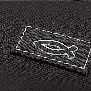 Christian Art Gifts Men/Women's Bible Cover Jesus Fish, Black Canvas, Large