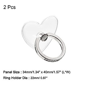 uxcell Transparent Phone Ring Holder, Diamond Clear Finger Grip Stand for Phone, Case, Tablet (Heart Shape)