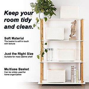 SIXDOVE 4 Pack Shelf Baskets for Organizing Home - Perfect for Toys, Books, and Clothes, Versatile Woven Storage Baskets with Handles, Cube Storage Bins, 12.7''L x9''W x7.8''H, White