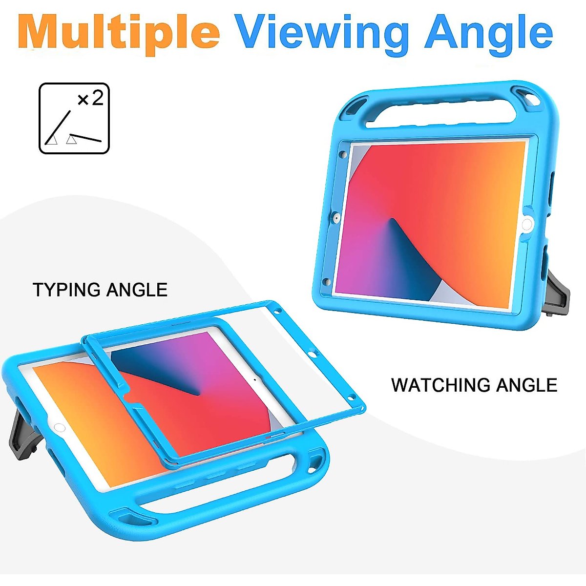 BMOUO Kids Case for New iPad 10.2 2021/2020/2019 - iPad 9th/8th/7th Generation Case for Kids, with Built-in Screen Protector, Shockproof Handle Stand Kids Case for iPad 10.2" (9th/8th/7th Gen) - Blue