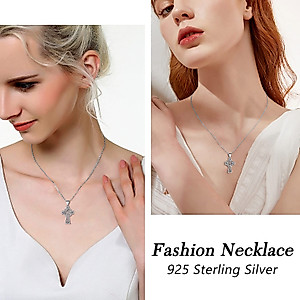 Suplight Celtic Cross Necklace for Women 925 Stelring Silver Cross Necklaces