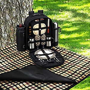 Picnic at Ascot Original Equipped 2 Person Picnic Backpack with Coffee Service, Cooler & Insulated Wine Holder - Designed & Assembled in the USA