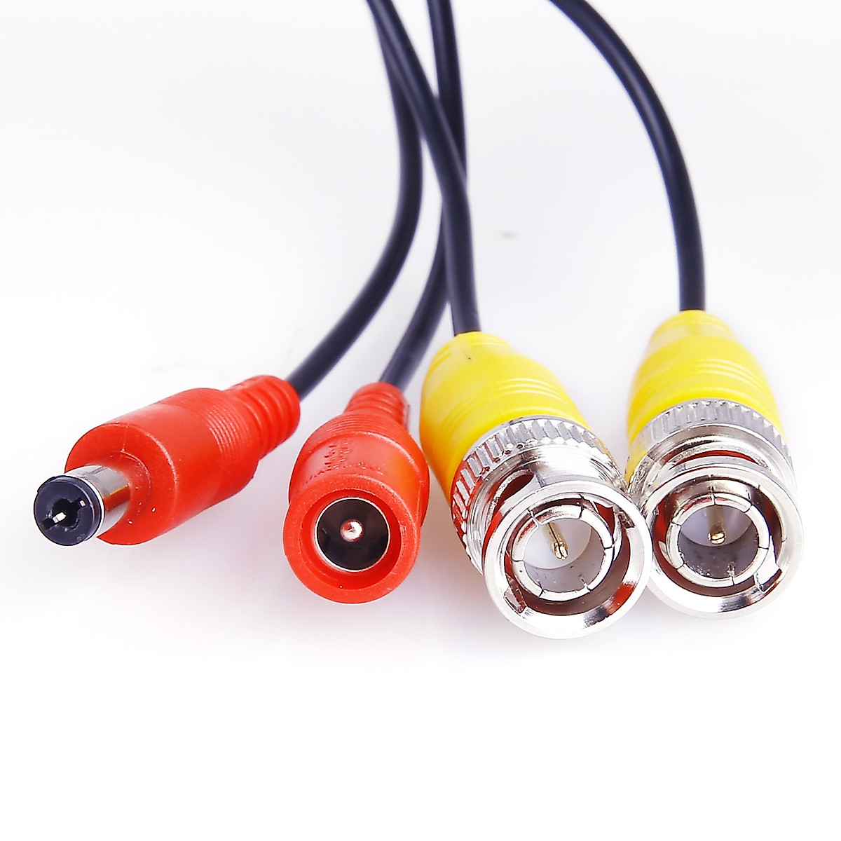 HISVISION 4 Pack 100ft BNC Video Power Cable, Security Camera Wire Cord Extension Cable, 8pcs BNC Connectors and 100pcs Clips for Surveillance System