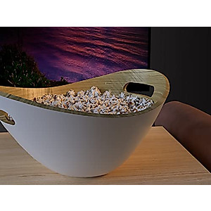Large Reusable Popcorn Bowl and Chip Holder, Snack Container | Serving Bucket for Family and Parties | Lightweight Bamboo Wood Party Bowls, Buckets, Holders and Containers