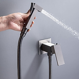 Toilet Shower Kit, Portable Bidet Toilet Faucets Kit Wall Mounted Brass Handheld Bidet Sprayer for Women