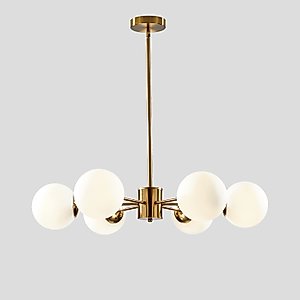 KCO Lighting 6-Light Globe Sputnik Chandelier Milk Glass Modern Gold Chandelier Light Fixture Mid Century Sputnik Chandeliers Pendant Lighting Brushed Brass Chandelier (Gold+White)