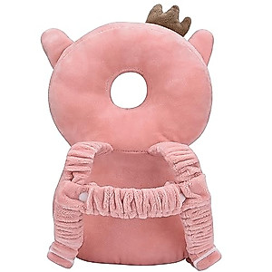 Bebamour Baby Walkers Protective Toddler Adjustable Baby Head Protection Safety Pad Backpack Wear for Crawling (Pink-Pig, Pig)