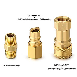 WADEO 3/8 Inch Natural Gas Quick Connect Fittings, LP Gas Propane Hose Quick Disconnect Kit, 3/8'' Male NPT Thread x 3/8'' Female NPT Thread
