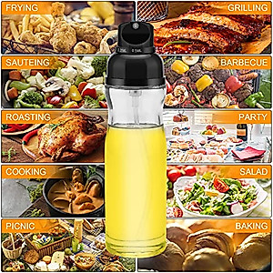 200ml Glass Olive Oil Sprayer for Cooking - Oil Dispenser Bottle Spray Mister - Refillable Food Grade Oil Vinegar Spritzer Sprayer Bottles for Kitchen, Air Fryer, Salad, Baking, Grilling, Frying