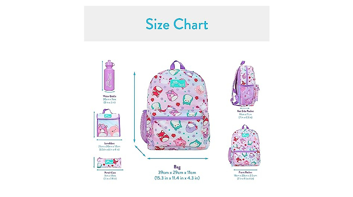 Squishmallows 4-Piece Set: Backpack & Lunch Bag