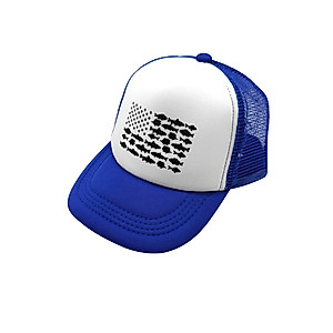 Waldeal Boys' Printing Fishing Flag Trucker Hat Kids Adjustable Snapback Cap Blue
