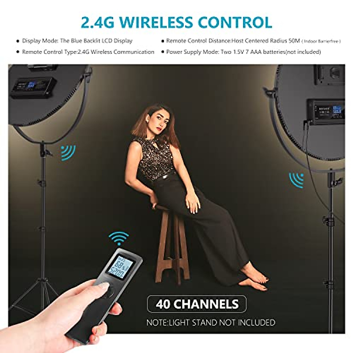 Neewer LED Bi-Color Studio Round Lighting, Ultra Thin Studio Edge Flapjack Light, 18''/45.5cm 70W Dimmable Portrait Light with AC Adapter/2.4G Wireless Remote (Battery/Light Stand Not Included)