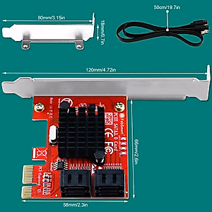 FebSmart PCIE 3.0 to 4-Ports 6Gbps SATA III Expansion Card for Desktop PCs, ASMedia ASM1064 None-Raid PCIE 3.0 SATA III Host Controller, Plug and Play on Windows OS, MAC OS, Linux System (FS-S4-Pro)