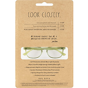 Rae Dunn "JUDY Blue Light Blocking Reading Glasses - 2 Pack w/READ MORE Signature Font Hard Case (Milky Tort/Milky Kiwi, 1.5)