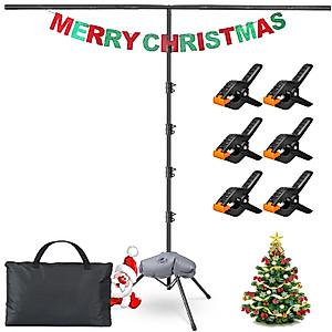 Svopy T-Shape Backdrop Stand Kit - 8 x 5.3ft Adjustable Photo Backdrop Stand - Portable Sturdy Back Drop Stand for Photoshoots, Parties, Wedding and Decoration with 6 Spring Clamps, Sandbag, Carry Bag