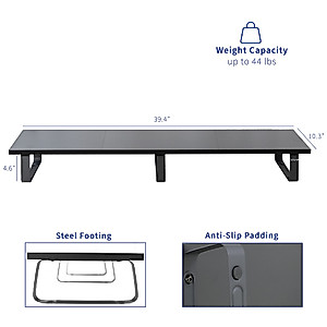 VIVO 39 inch Extra Long Monitor Stand, Wood & Steel Desktop Riser, Dual Screen, TV, Keyboard, Laptop, Ergonomic Desk and Tabletop Organizer, Black, STAND-V000DL