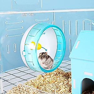 5.5 inch Silent Hamster Exercise Wheels -- Premium PP Material, Quiet Large Spinner Running Wheel for Hamsters Gerbils Mice and Other Small Animals(Blue)