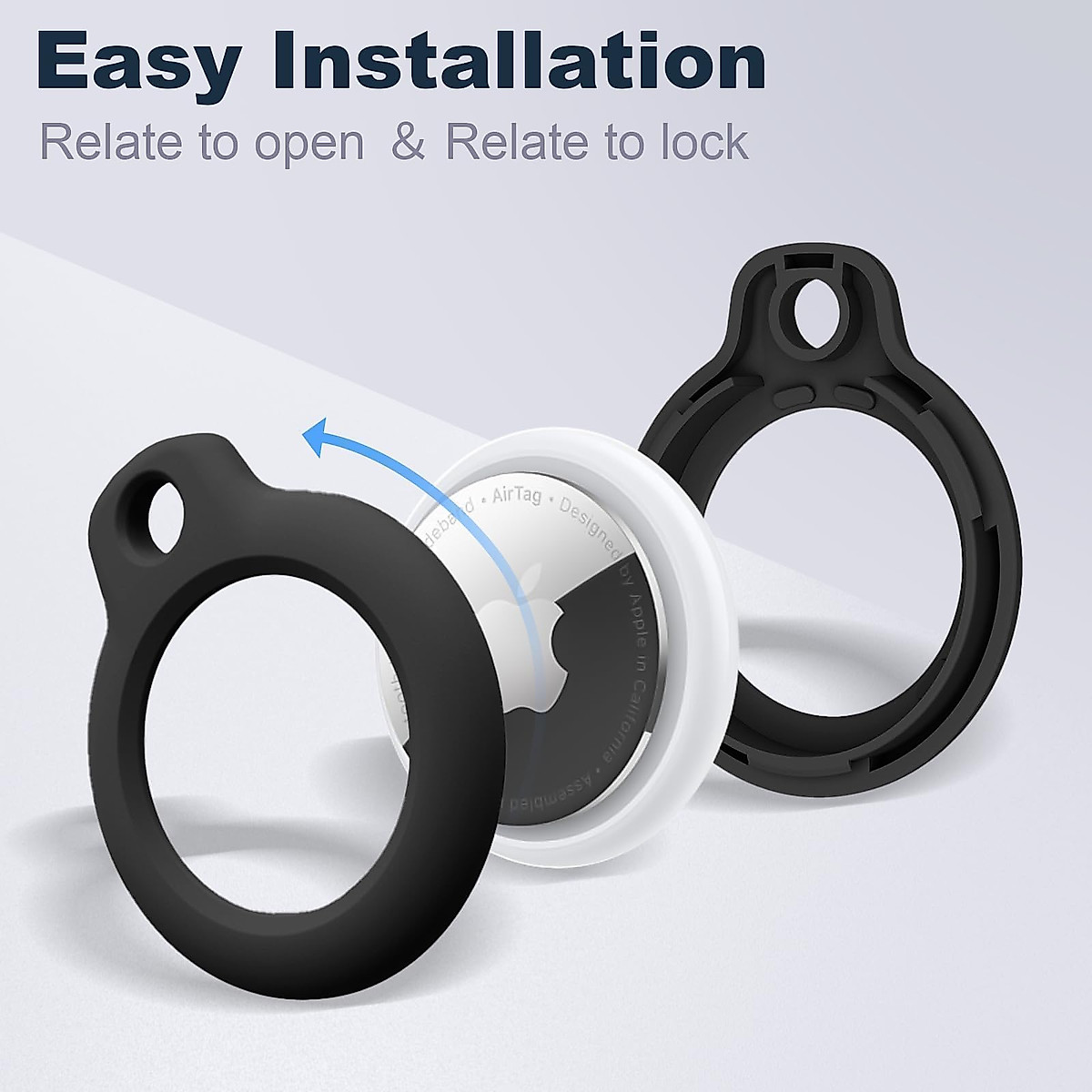 MOLOSLEEVE Airtag Holder Air Tag Case with Keychain, Anti-Scratch Airtags Key Chain for Apple Air Tags, Airtag Accessories for GPS Item Finder Tracker, Black