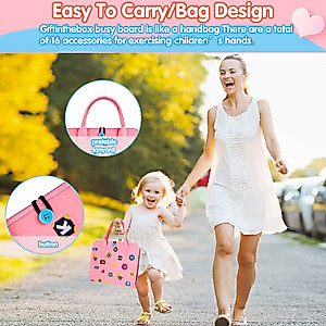 GIFTINBOX Toddler Busy Board Montessori Toys Basic Skills Board for Toddlers Learning Dress, Educational Learning Toys, Bag Designed Enlighten Toy for Infants, Boys and Girls 3 4 5 Year Old-A