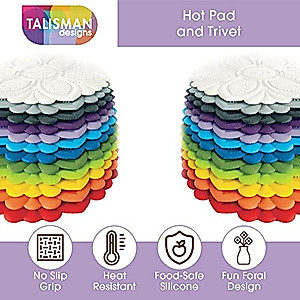 Talisman Designs No-Slip Grip Silicone Hot Pad & Trivet, Surface Protection from Hot Dishes, Up to 500-Degree Heat Resistance, Multipurpose Kitchen Supplies, Yellow (Set of 1)
