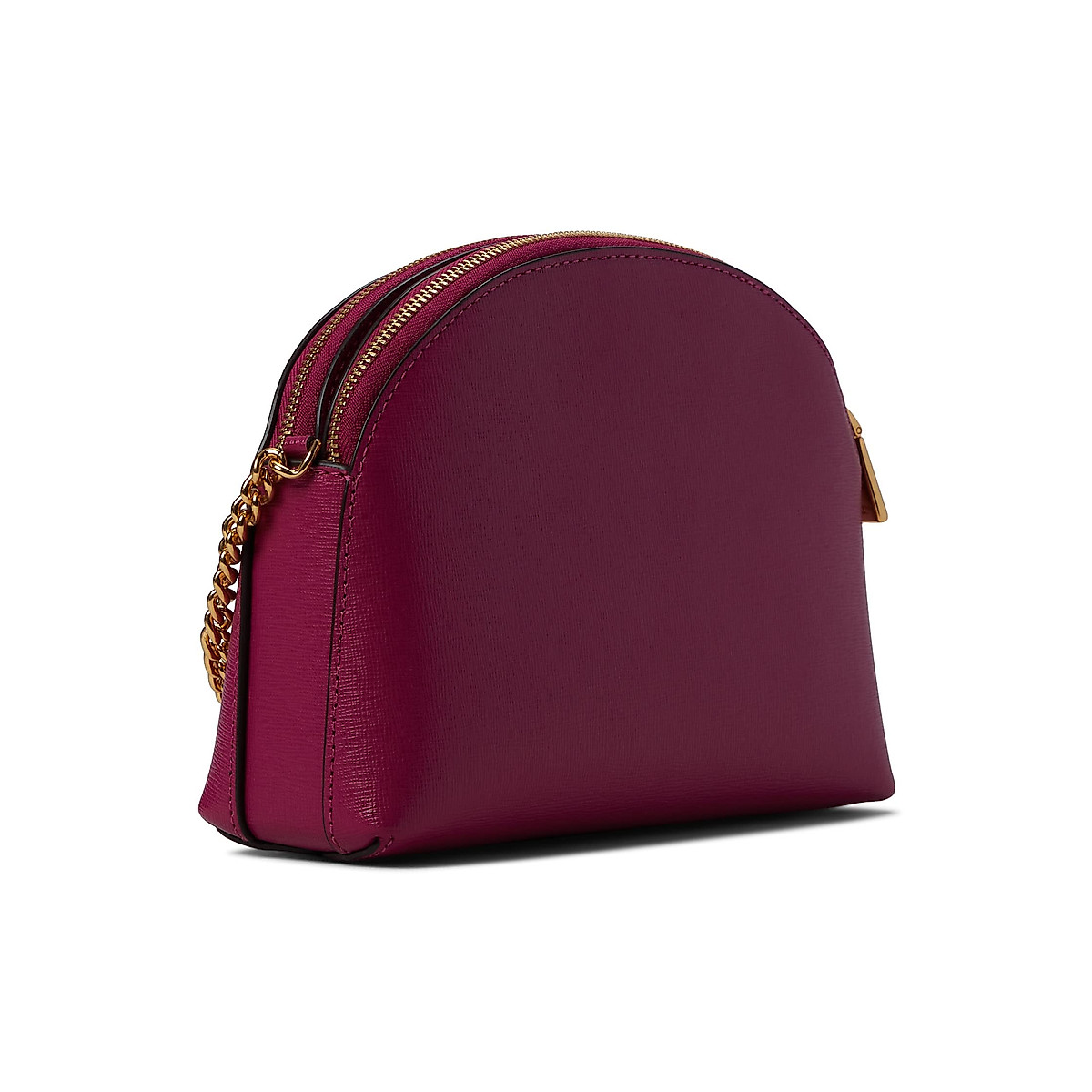 kate spade new york Morgan Saffiano Leather Double Zip Dome Crossbody Plum Liqueur One Size