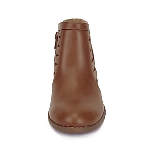 Soda Chance-2 Kids/Children/Girls Perforated Cut Out Stacked Block Heel Ankle Booties (Tan, us_footwear_size_system, little_kid, women, numeric, medium, numeric_2)