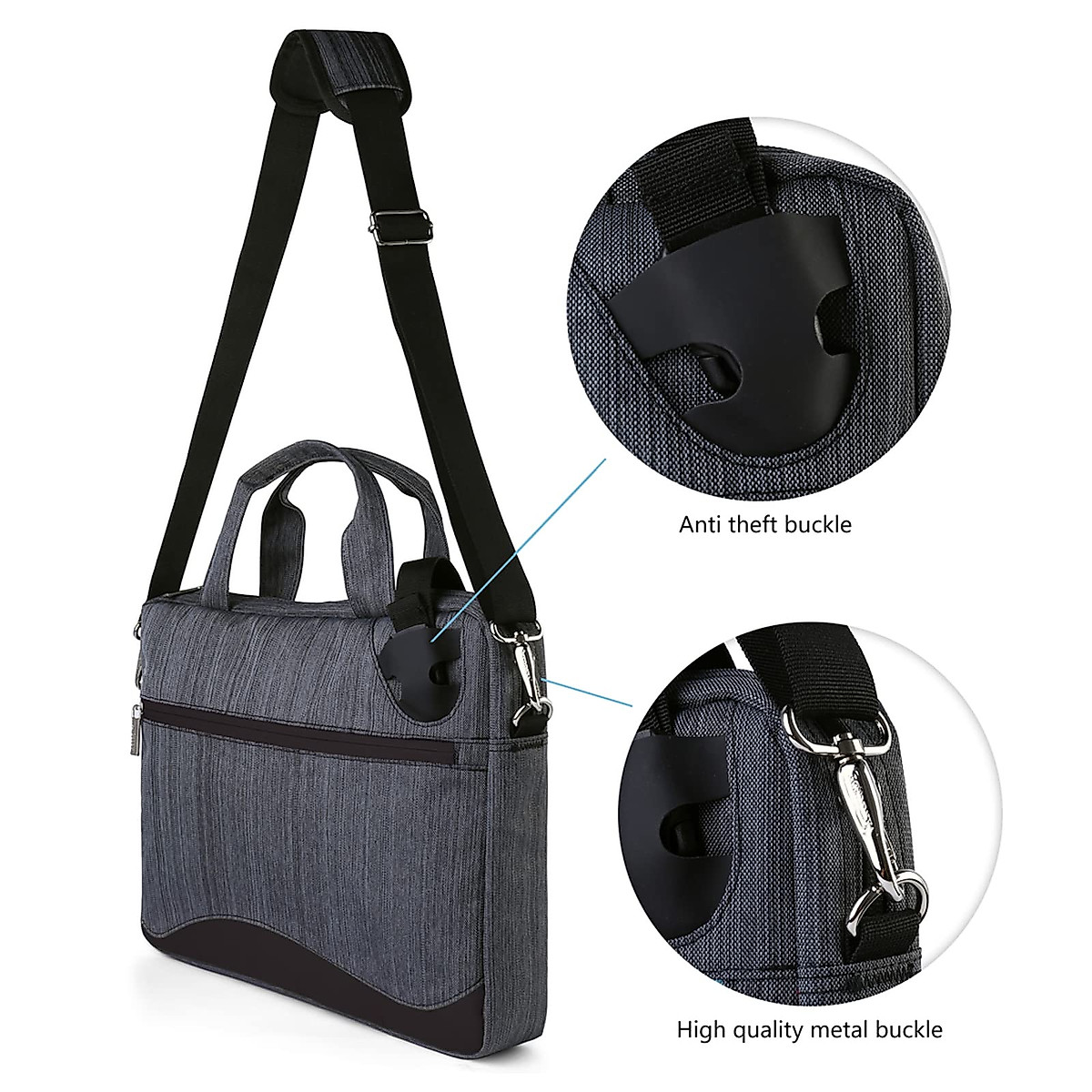 slim water resistant durable nylon smart stylish briefcase messenger shoulder bag for proart studiobook, legion y540, msi raider, gram 16