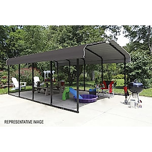 Arrow Carports Galvanized Steel Carport, Full-Size Metal Carport Kit, 12' x 29' x 7', Charcoal