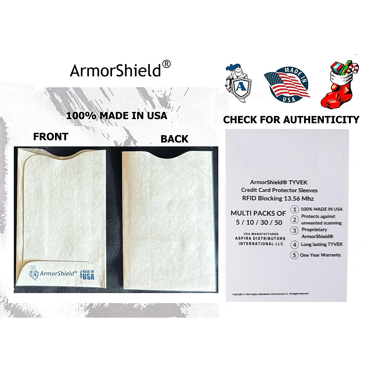 Semper Paratus Gear TYVEK Credit Card Sleeves 100% MADE IN USA - Anti-theft for Travel wallet, purse. RFID Blocking from identity theft (10PAK)