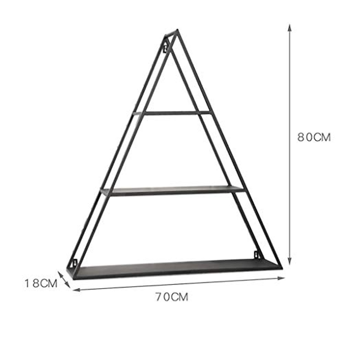 TJLSS 3 Tier Triangular Matte Black Metal Display Shelf, Wall Mounted Rack