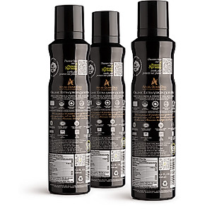 Organic Extra Virgin Olive Oil Spray, Polyphenol Rich Moroccan Oil, Cooking Spray Non Stick, Cold Pressed EVOO Oil, Hydroxytyrosol Keto Olive Oil, 5.4 fl oz. Bottle, Pack of 3