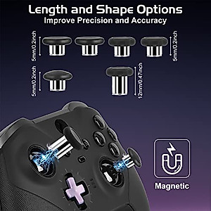 18 in 1 Metal Thumbsticks Replacement for Xbox One Elite Series 2, Elite Series 2 Accessories, 4 Paddles, 2 D-Pads, 6 Joysticks for Xbox One Elite Replacement Parts, with 2 Precision Rings