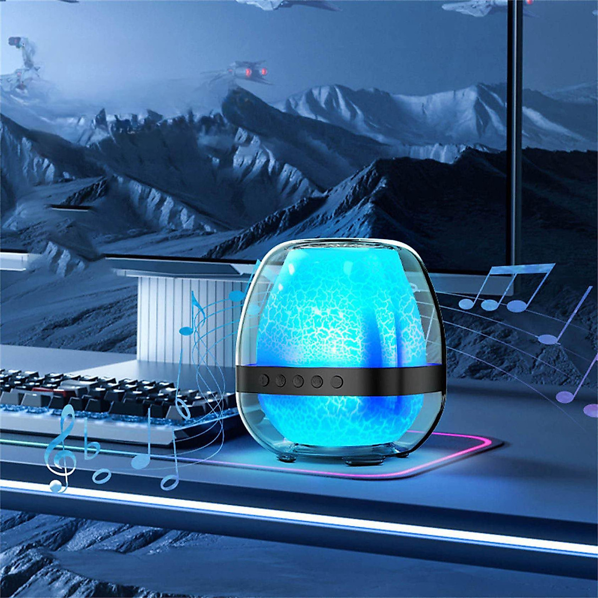 Mini Bluetooth Speaker, Portable Speaker 8W Stereo Sound with Multi LED Light Dynamic Modes, Subwoofer, Full Screen Color Light, Outdoor