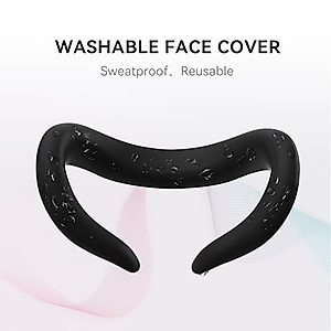 MOJOXR Silicone Face Cover and Lens Cover Compatible with Quest 3, Accessories Bundle Provide Comprehensive Protection for Your VR Headset, Sweatproof Washable Anti-Dust (Black)