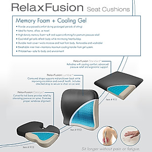 Wagan IN9111 Relax Fusion Standard Memory Foam and Gel Seat Cushion