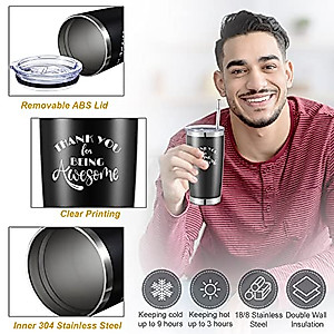 Yinkin 9 Pcs Father's Day Gifts for Dad Included 20 oz Tumbler with Straw 9 in 1 Multitool Pen 11 in 1 Survival Card Tool Magnetic Wristband Magnetic Grabber Gift Box for Men