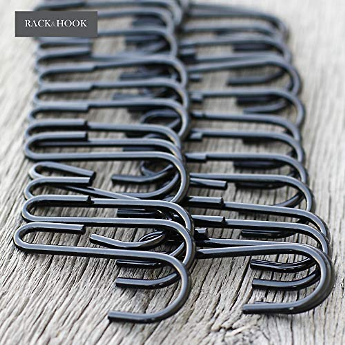 WALLNITURE Multipurpose S Shape Utility Hooks Stainless Steel Black 3.5 Inches Set of 10