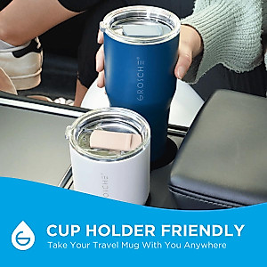 GROSCHE Yukon 30 oz Insulated Coffee Mug with Lid - Durable Travel Mug, Stainless Steel Tumblers, Vacuum Insulated Coffee Tumbler for Hot or Cold Beverages - BLUE