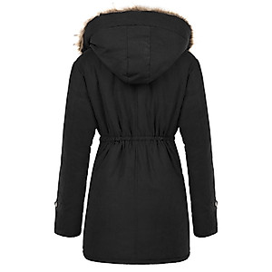 GRACE KARIN Long Winter Coat for Women Hooded Thicken Fleece Parkas Coat Faux Fur Jackets with Pockets 2XL Black