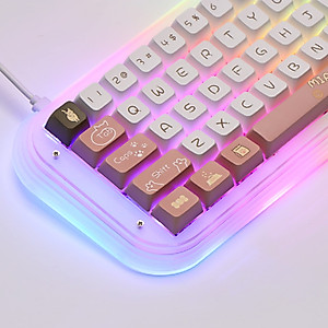 EPOMAKER Mini Cat 64 60% Hot Swappable Acrylic RGB Wired Mechanical Gaming Keyboard, VIA Programmable with Dye Sublimation PBT Keycaps for Mac/Win/Gamers(MIA Keycaps, Epomaker Flamingo Switch)