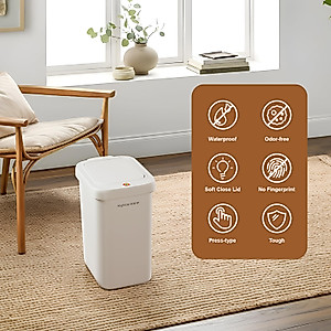 JOYBOS Small Trash Can with Lid for Bathroom, 3 Gallon Little Garbage Can, Slim Bedroom Trash Bin Waste Basket, Plastic Narrow Garbage Bin W/Press-top Lid for Toilet, Office, RV, Living Room