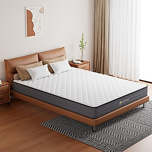 Twin Mattress, 6 Inch Twin Mattress in a Box, Superior Hybrid Mattress with Gel Memory Foam or Back & Lumbar Support, 100 Night Trial, Soft, Pressure Relief, Zoned Support spring, Medium Firm