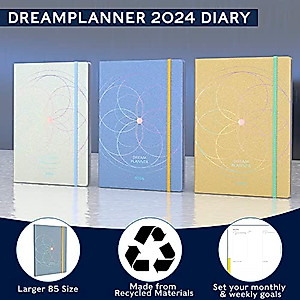 Collins Dream Planner 2024 Diary B5 Week to View and Monthly Journal - Lifestyle Planner and Organiser for Productivity and Goal Setting - January to December - Weekly - Sunshine Yellow - DP1B53.45-24