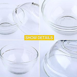 Maredash Mini Bowls 4 Inch Glass Bowls for Kitchen Prep, Dessert, Dips, and Candy Dishes, 6.6 oz Stackable Dishware safe,Set of 16 (combination)