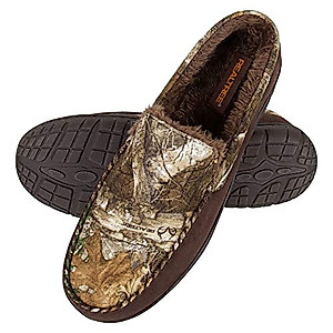 Realtree Men's Memory Foam Camo Moccasin House Slipper Indoor/Outdoor, Camo, Large