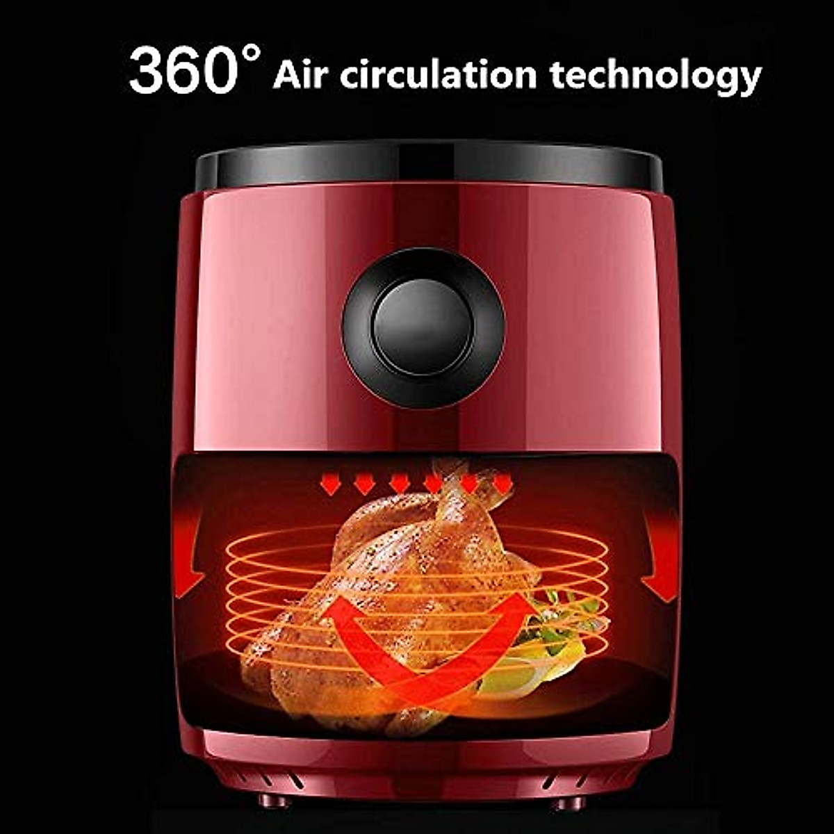 Air Fryer French Fries Machine Multifunction No Fuel Household Fries Machine Liquid Crystal Touch Electric Fryer (Color : Rosso) Commemoration Day (Svart)